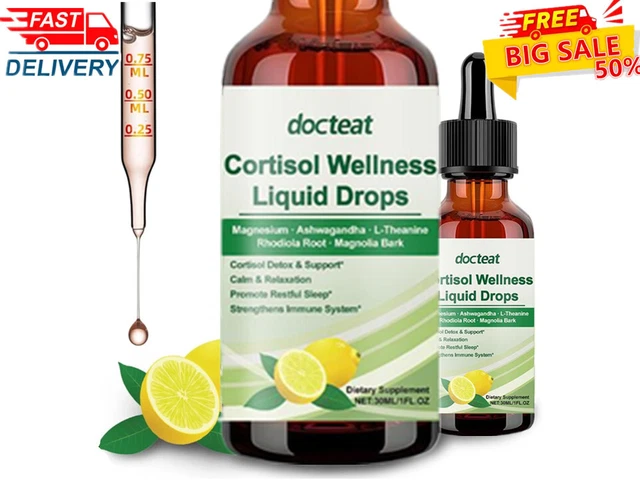 CORTISOL SUPPLEMENT LIQUID Drops, 17-In-1 Cortisol Detox W. Magnesium ...