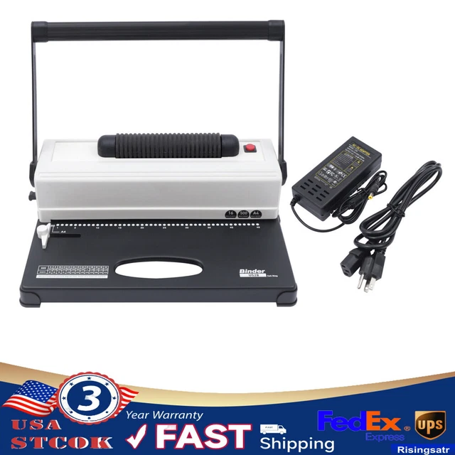 SPIRAL COIL BINDING Machine-Hole Punch 46 Holes Binder, w/Electric Coil ...