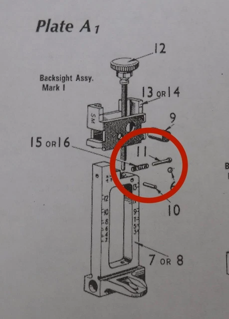 SINGER PATTERN LEE Enfield No4 No5 Backsight Rear Sight Clicker Pin ...