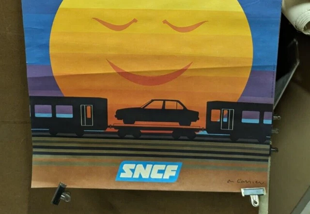 AFFICHE ANCIENNE Trains Autos Couchettes Sncf Chemin De Fer A Carrier ... AFFICHE ANCIENNE Trains Autos Couchettes Sncf Chemin De Fer A Carrier ...