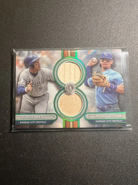 2024 TOPPS TRIBUTE George Brett Bobby Witt Jr. Pipistrello doppia ...