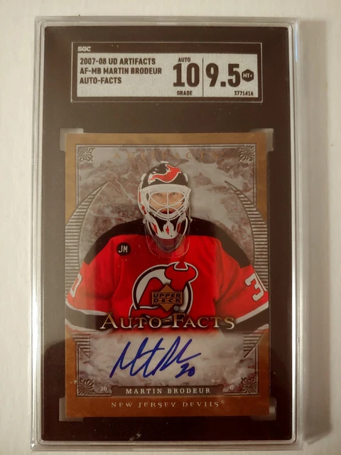 MARTIN BRODEUR AUTO 2007-08 UD Artefacts - SGC 9.5 & 10 - Devils du New ...