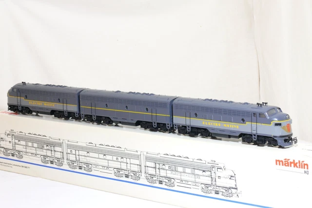 MÄRKLIN 3349 H0 Dreiteilige US-Diesellok F7 ELECTRO MOTIVE , Metallguss ...