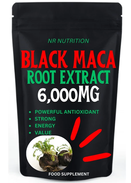 MACA ROOT 6000MG Black Maca Root Potent supplement High Strength £4.99 ...
