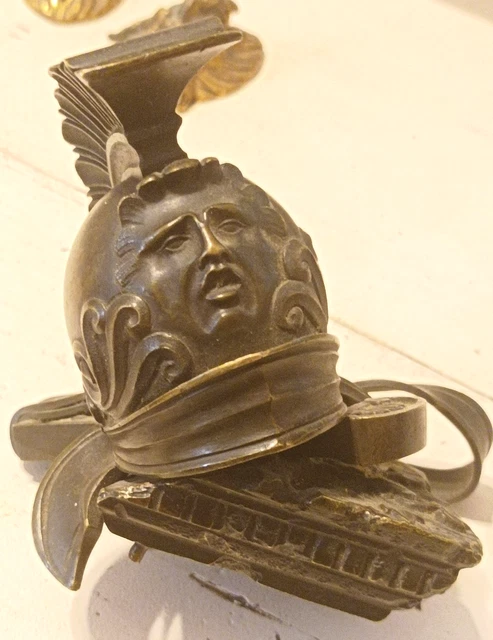 ANCIEN BRONZE CASQUE de soldat romain pendule ou autre EUR 49,00 ...