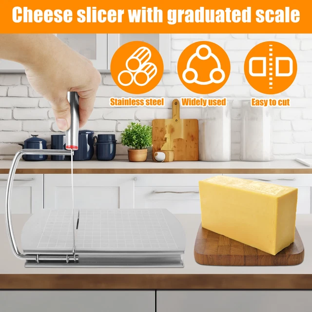 CHEESE SLICER WITH Scale Stainless Steel Cheese Cutter with 4 Cheese ...