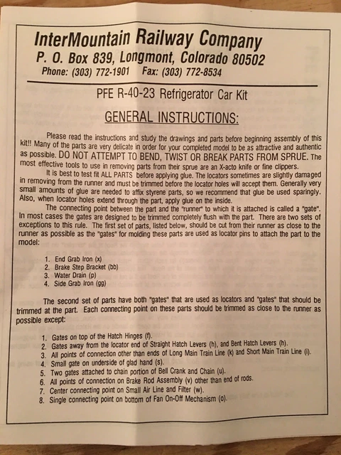 HO INTERMOUNTAIN NATIONAL Packing Co R-40-23 Ice Bunker Reefer Kit MERX ...