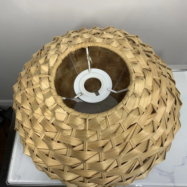 BAMBOO LAMPSHADE VINTAGE Lobster Pot Hand Woven Rattan Pendant Shade ...
