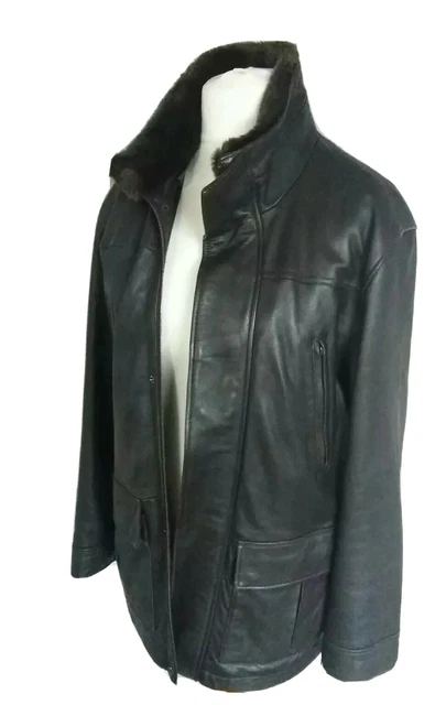 M&S COLLEZIONE - Chocolate Brown REAL LEATHER Jacket Coat Soft Size S ...