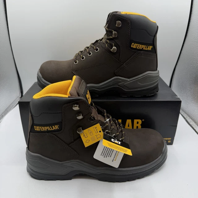 CAT CATERPILLAR STRIVER Boots Men 9 Brown Leather Soft Toe Slip ...