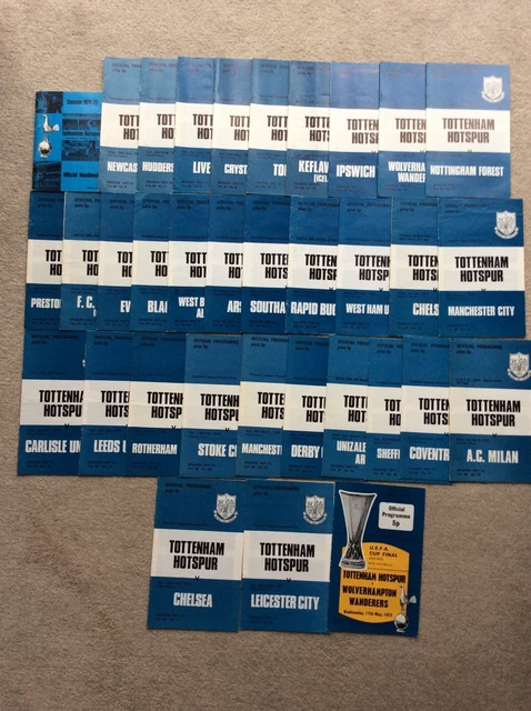 TOTTENHAM HOTSPUR SEASON 1971-72 Full Set 33 Home Programmes Incl UEFA ...