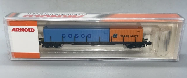 ARNOLD N GAUGE 1/160 No 4757 Freight Container Car 4 Axle Original Box ...