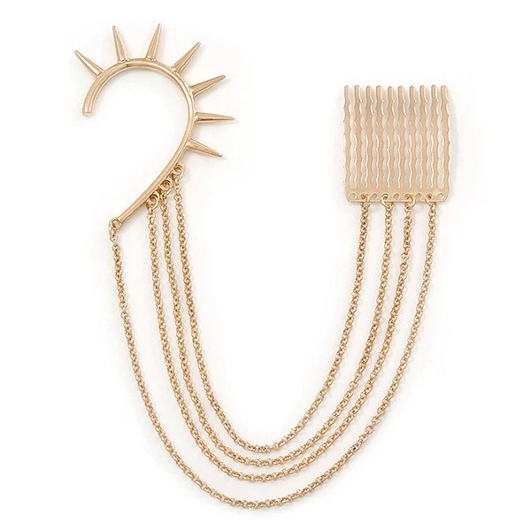 1 PIECE SPIKE Ear Cuff With Comb In Gold Plating £6.99 - PicClick UK