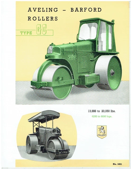 AVELING BARFORD GCU Gcs Series Road Roller Orig. 1952 Factory Uk Sales ...