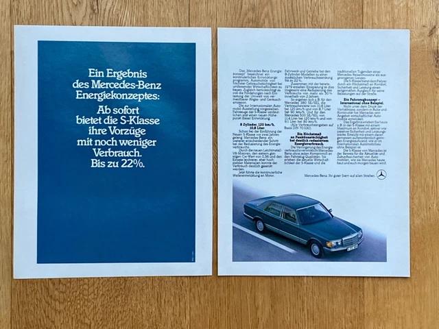 MERCEDES W126 S-KLASSE Energiekonzept Oldtimer Original 1981 Vintage Ad ...