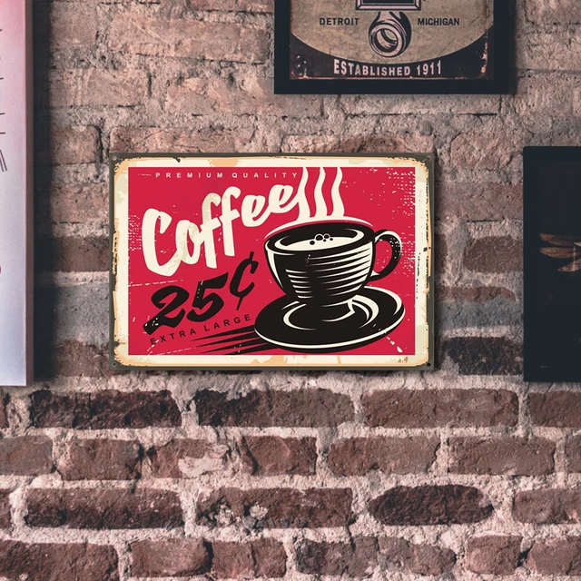 CARTELLI DA PARETE arte da parete bar pub pittura vintage caffè piastra ...