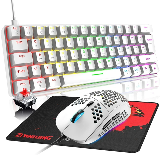 ZIYOULANG T60 60% UK Layout Mechanical Gaming Keyboard and Mouse Set ...