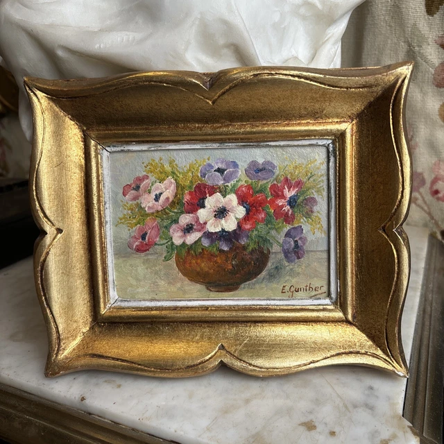 ANCIEN TABLEAU HUILE sur panneau nature morte bouquet de fleurs 3 EUR 45,00 - PicClick FR