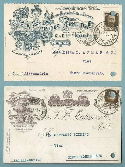 MARSALA (TP) - 2 Cartoline Originali d'Epoca Formato Piccolo Viaggiate ...