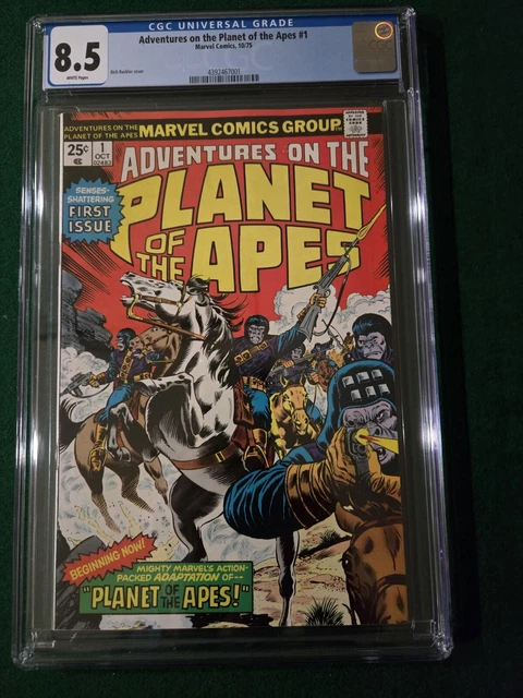 AVVENTURES ON THE Planet of the Apes #1 CGC 8,5 Pagine Bianche Marvel 1975 EUR 168,26 - PicClick IT