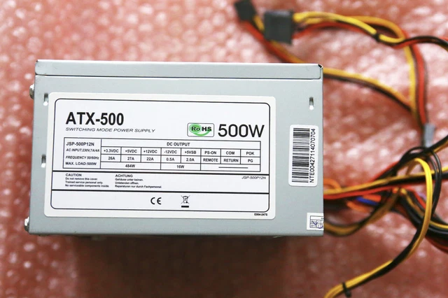 ATX-500 SWITCHING POWER Supply Unit 500W 20+4 Pin JSP-500P12N £14.99 ...