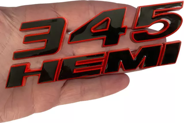 2X BLACK RED Badge HEMI 345 Side Fender Emblem RAM Chrysler Dodge Jeep ...