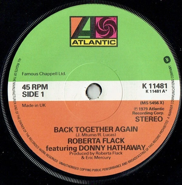 ROBERTA FLACK FEATURING Donny Hathaway - Back Together Again (7") EUR ...