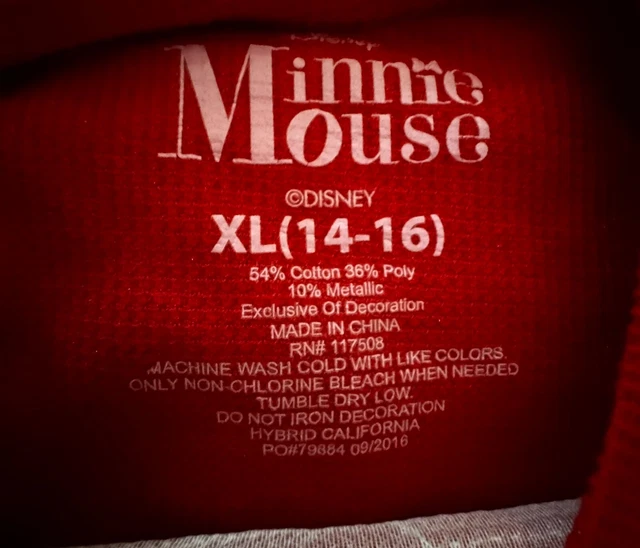 GIRLS MINNIE MOUSE Sz 14-16 XL Long Sleeve Shirt, Woven Material, Warm £9.18 - PicClick UK