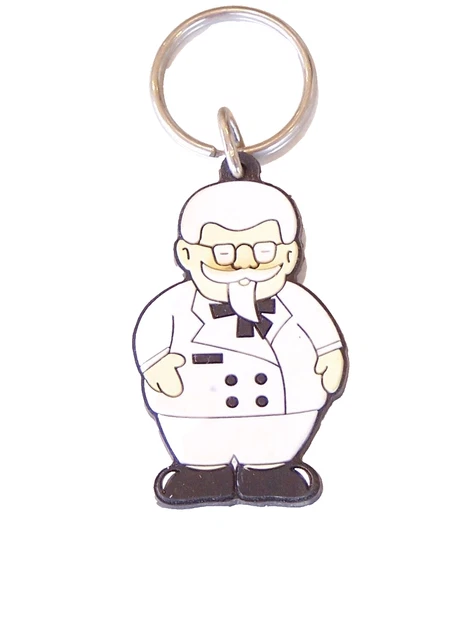 VINTAGE KFC PIZZA Hut Colonel Sanders Promo Souvenir Rubber Key Chain ...