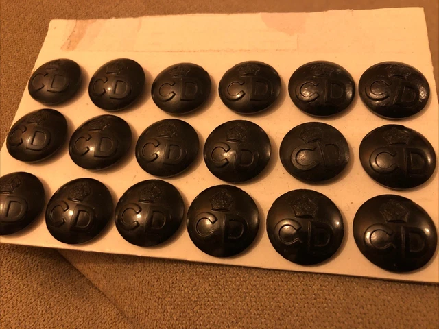 ORIGINAL CARDED BRITISH Civil Defence Bakelite 17mm Uniform Buttons ...
