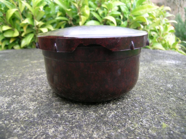 VINTAGE MOTTLED BROWN Bakelite Art Deco Li-Lo screw-on lidded storage ...