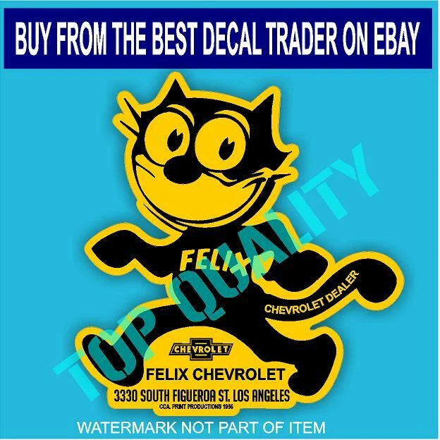 VINTAGE FELIX CHEVY DEALER Decal Sticker Americana Hot Rod Rat Rod ...