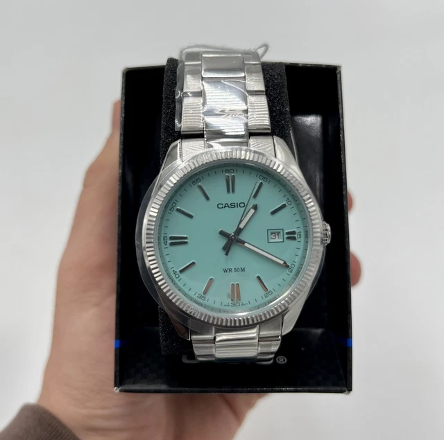 CASIO TIFFANY BLUE Wrist Watch - MTP-1302PD-2A2VEF 44mm Silver ...