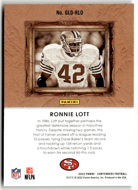 2022 PANINI CONTENDERS NFL No. GLD-RLO Ronnie Lott Gladiadores Plata ...