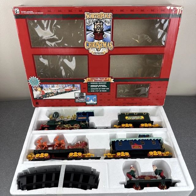 VINTAGE NORTH POLE Express Christmas Train Set Musical Motion 1996 ...