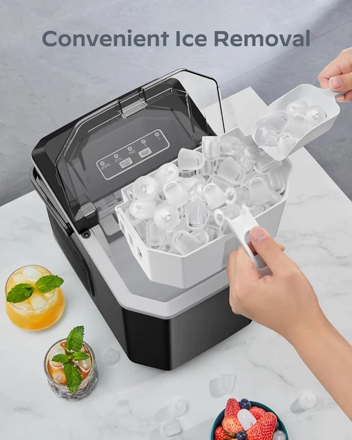 ICE MAKER MACHINE, Portable Ice Maker with Carry Handle, Self-Cleaning ...