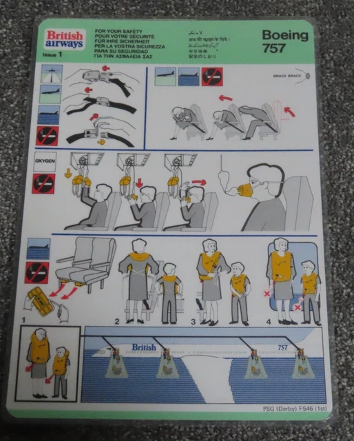 BRITISH AIRWAYS BOEING 757 Airline Safety Card Issue 1 £9.99 - PicClick UK