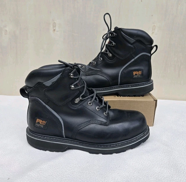 TIMBERLAND PRO MENS 6" Pit Boss Steel Toe Black Work Boots 33032 Black ...