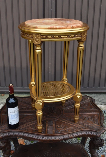 VINTAGE WOOD GOLD gilt marble top side table stand £535.48 - PicClick UK