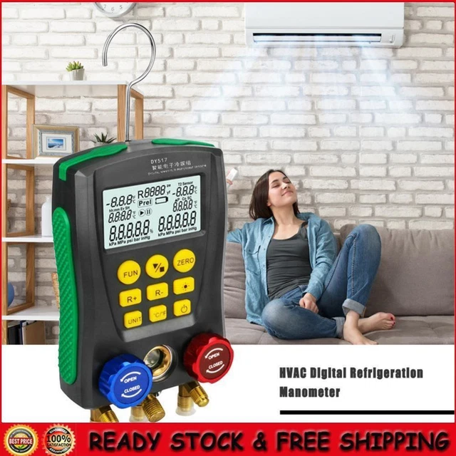 DIGITAL MANIFOLD GAUGE Meter HVAC Vacuum Pressure Temperature Leakage ...