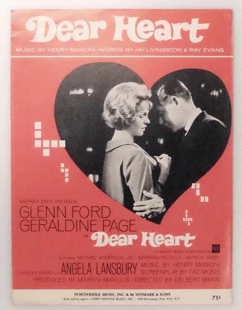 DEAR HEART VINTAGE Piano Sheet Music Angela Lansbury Warner Bros Henry ...