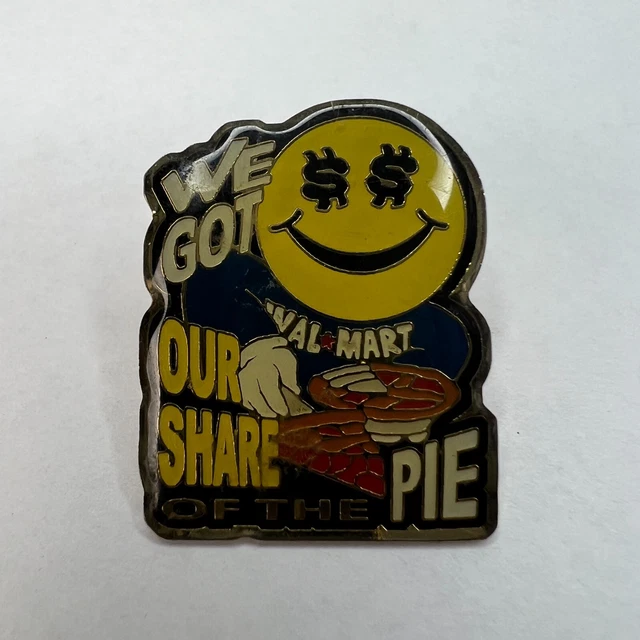 EMPLOYEE LAPEL PIN Walmart Store Smiley Face Metal Enamel Share of Pie ...