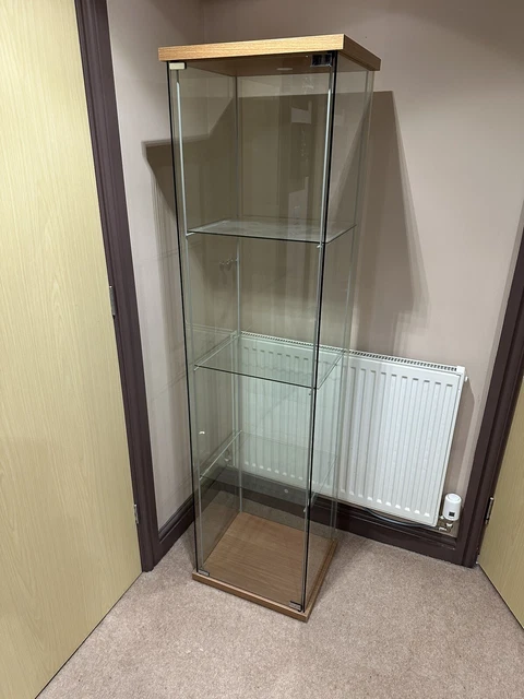 IKEA DETOLF GLASS Display Cabinet - Beech Effect - Excellent Condition ...
