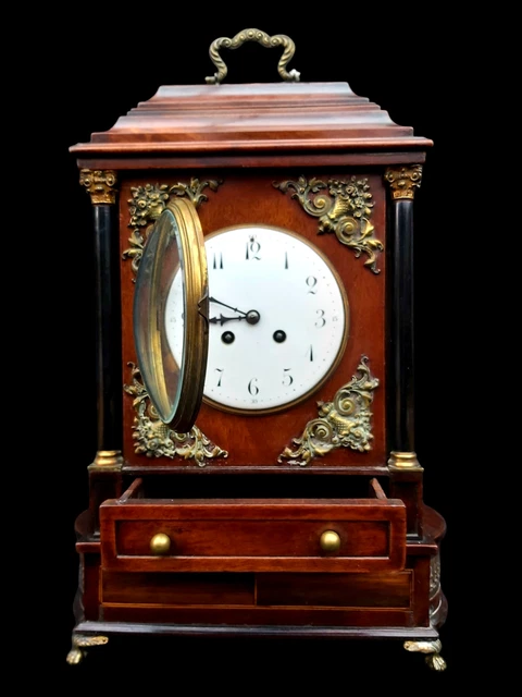 ANTIQUE CLOCK 19TH Century French Mahogany Wooden Gong Striking Mantel ...