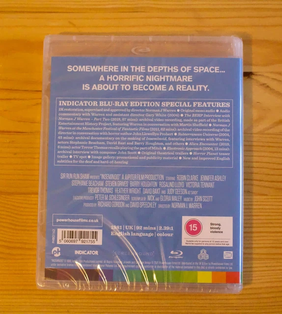 INSEMINOID BLU-RAY INDICATOR Norman J. Warren Cult Horror Brand New ...