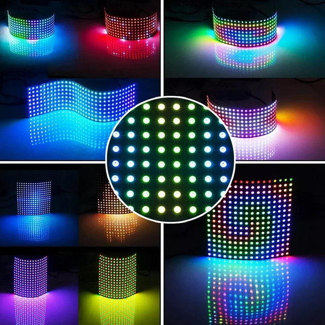 WS2812B RGB FLEXIBLE LED Panel Matrix Programmable Display Screen ...