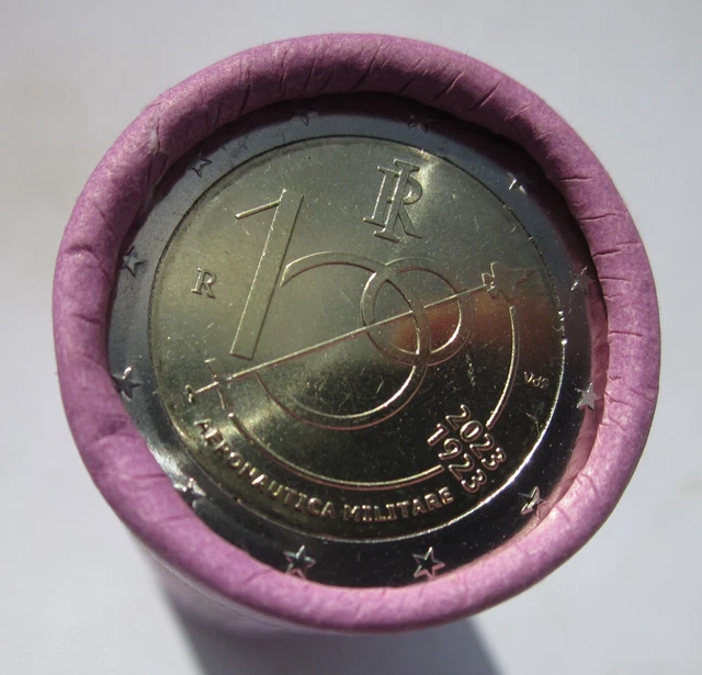 ROTOLINO 25MONETE ZECCA Italiana emissione 2023: 2 euro " Aeronautica ...