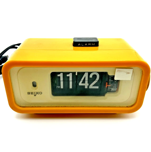 VINTAGE SEIKO FLIP Clock DP666T Yellow Space Age Mid-century JAPAN used ...
