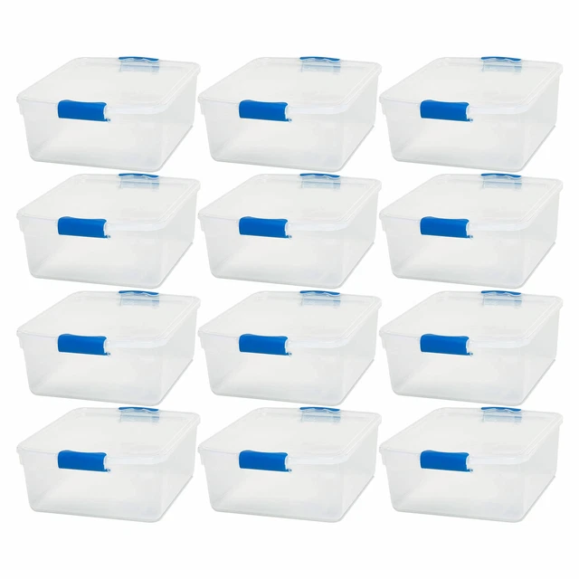 HOMZ 15.5 QUART Heavy Duty Clear Plastic Stackable Storage Containers ...