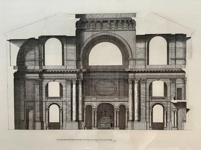 TRÈS GRAND FORMAT XIX gravure cachet sec calchographie du Louvre ...
